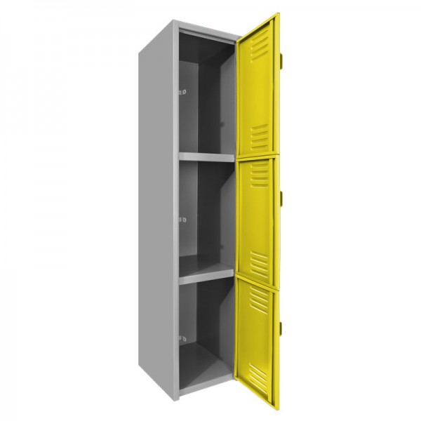 Locker metálico dual grande - 3 puertas amarillo
