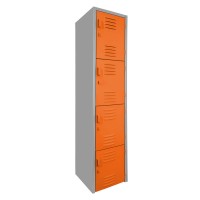 Locker metálico dual grande - 4 puertas naranja