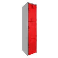 Locker metálico dual grande - 3 puertas rojo